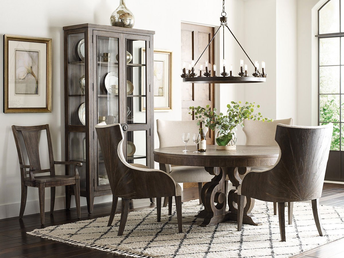 Emporium Ellsworth Round Dining Set W/ Armstrong Host Chairs American ...
