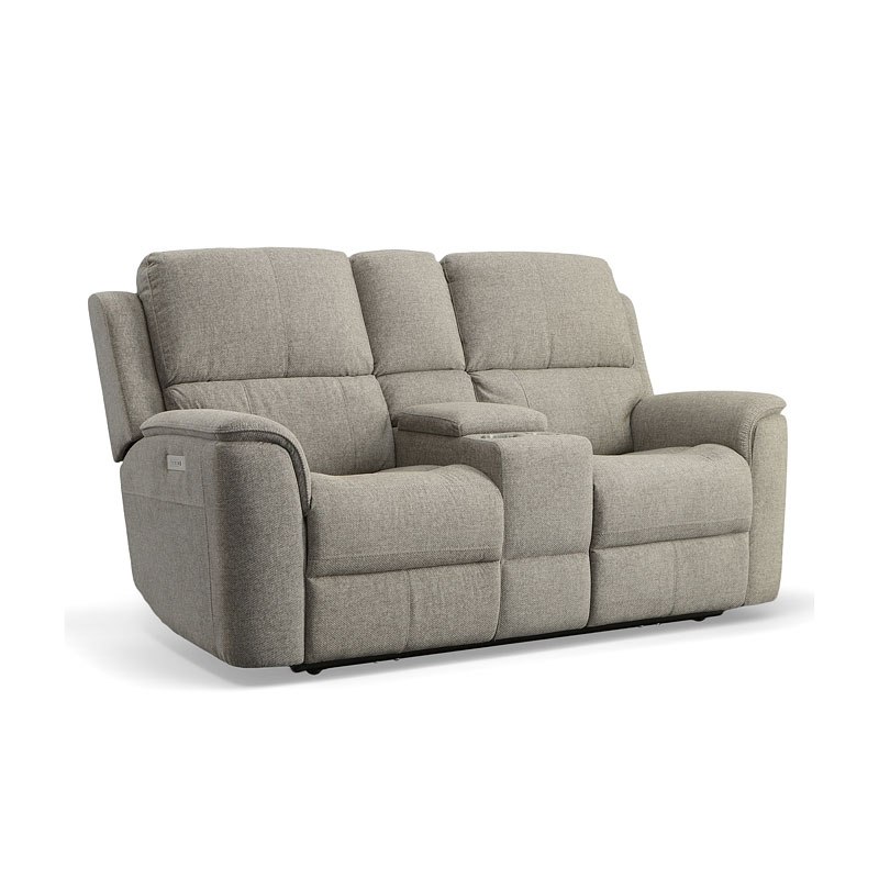 Henry Power Reclining Loveseat W/ Console (Light Grey) Flexsteel ...