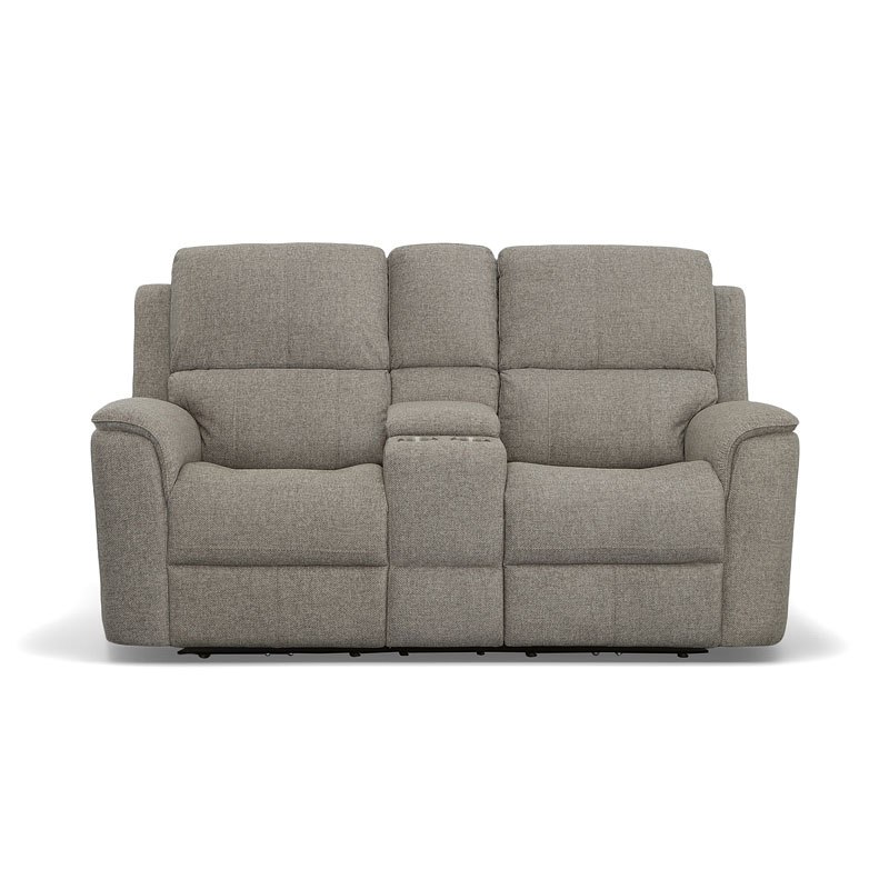 Henry Power Reclining Loveseat W/ Console (Light Grey) Flexsteel ...