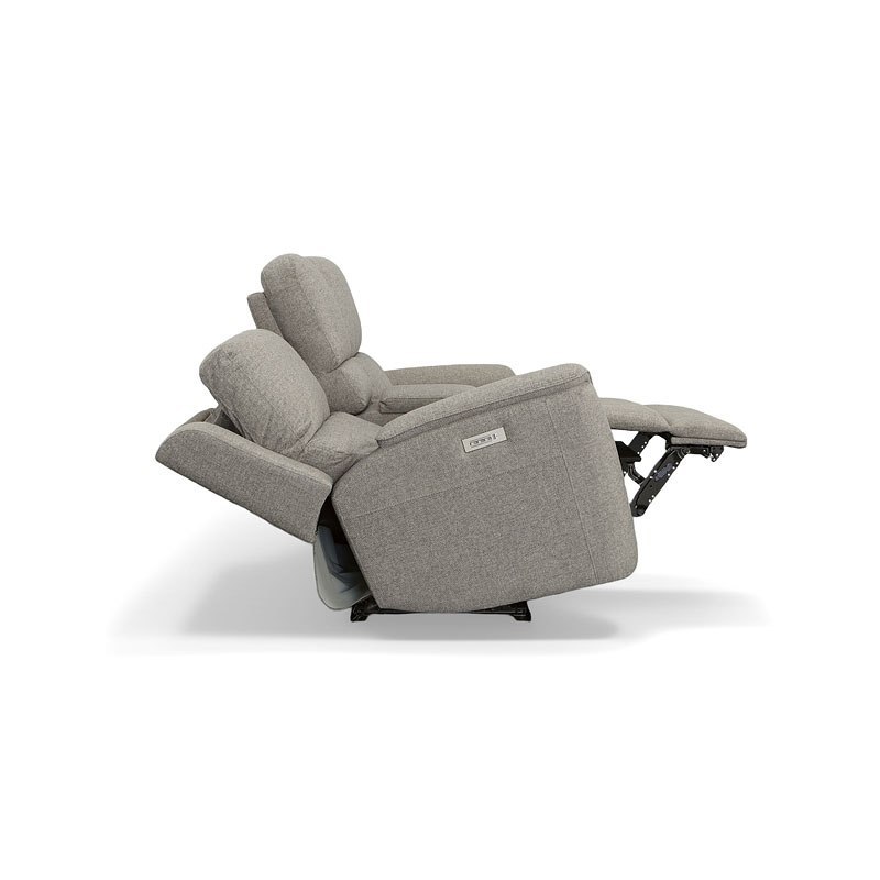 Henry Power Reclining Loveseat W/ Console (Light Grey) Flexsteel ...