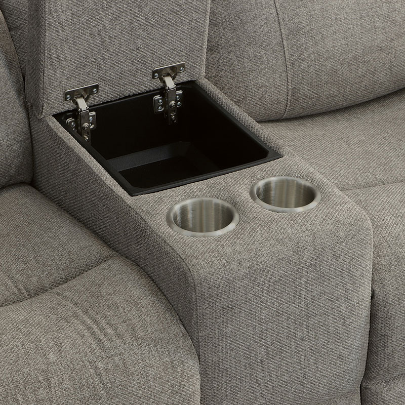 Henry Power Reclining Loveseat W/ Console (Light Grey) Flexsteel ...