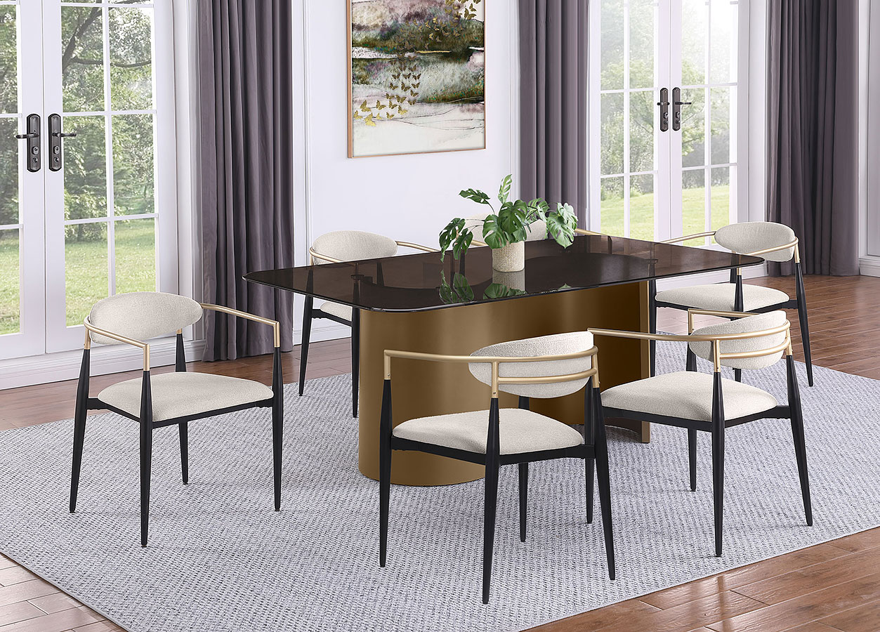 Edson Dining Room Set W/ Alexis Beige Chairs Coaster Furniture ...