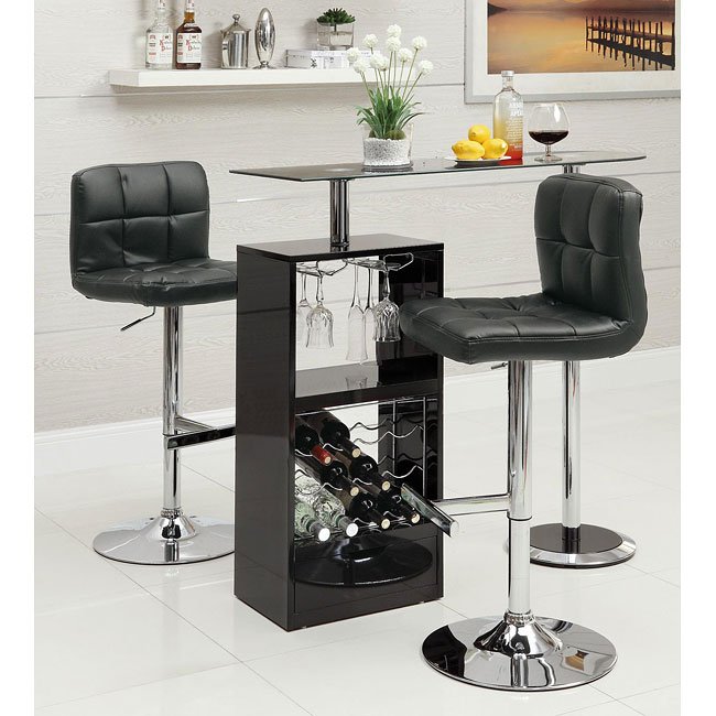 12045 Series Home Bar Set (Black) Coaster Furniture | Furniture Cart