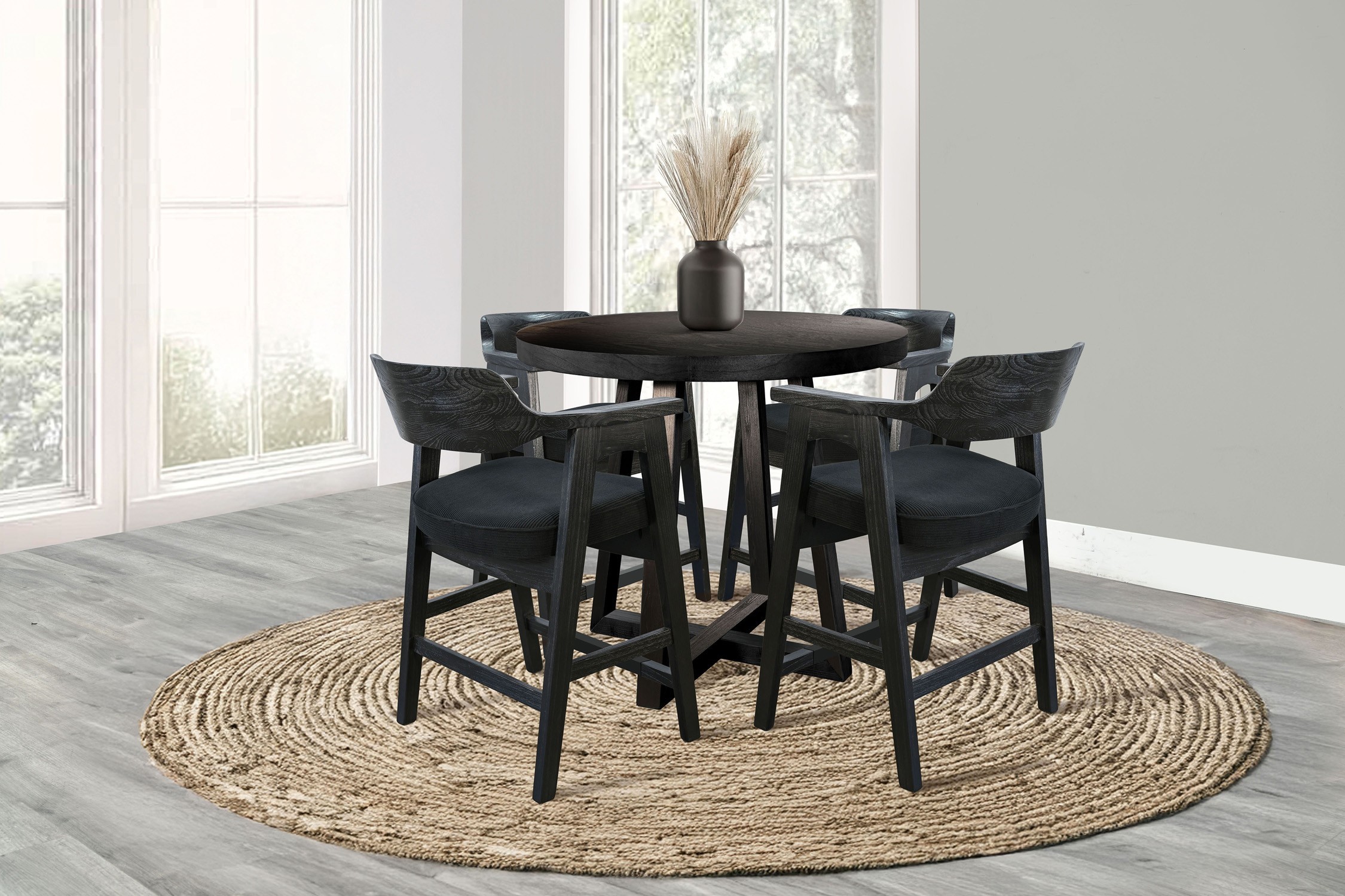 Mia Umbra Black Round Counter Height Set W/ Wren Counter Chairs Sunny ...