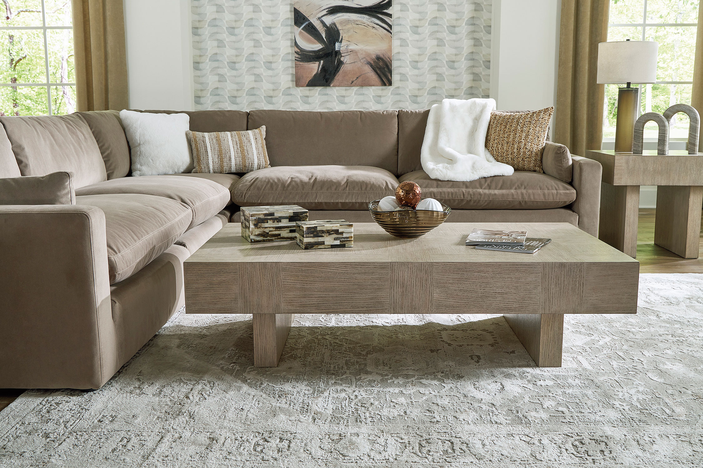 Sophie Cocoa 5-Piece Corner Sectional Signature Design | Furniture Cart