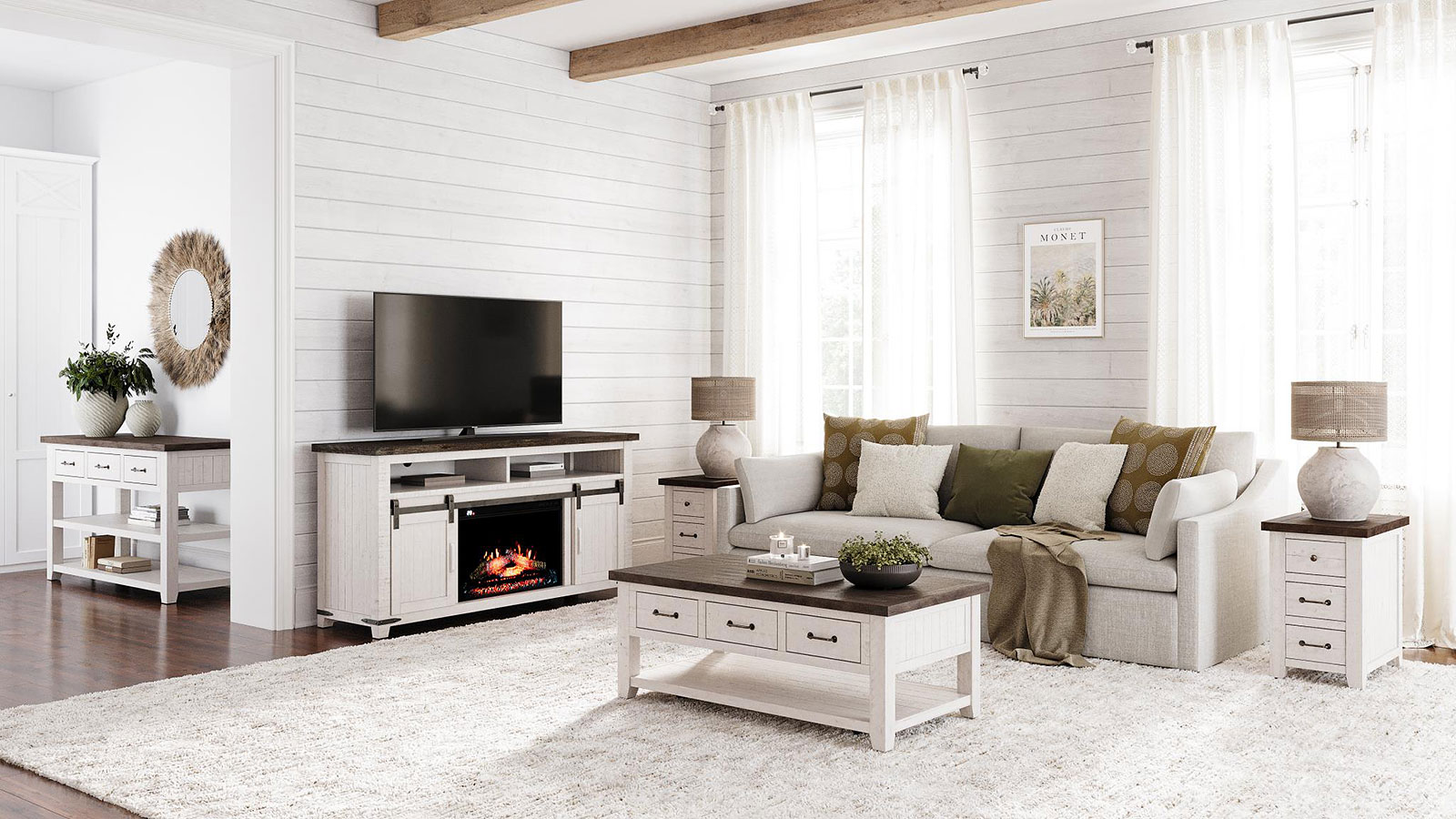 Madison County Fireplace Media Console Jofran Furniture Furniture Cart