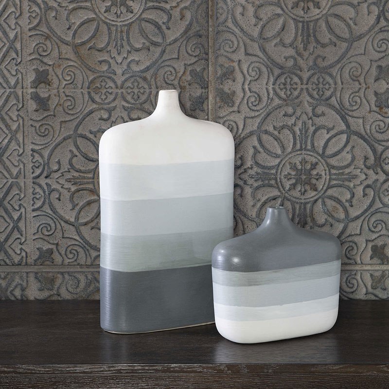 Guevara Striped Gray Vases (Set Of 2) Uttermost | Furniture Cart