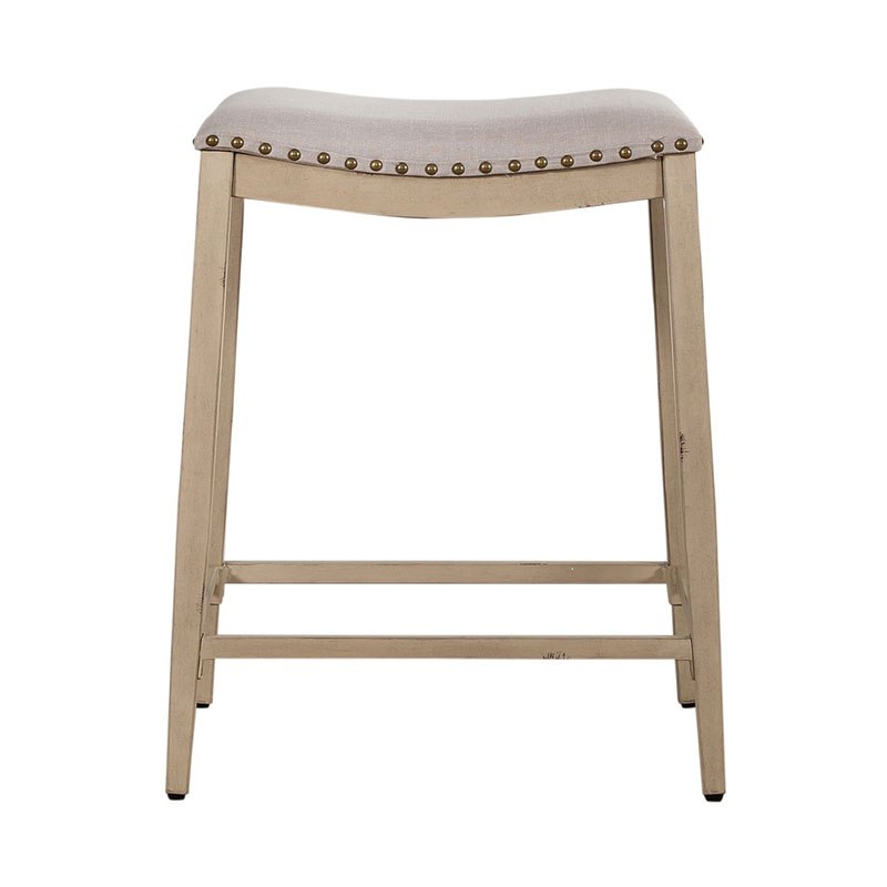 Vintage Upholstered Backless Counter Height Chair (Vintage Cream) (Set ...