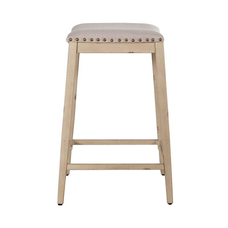 Vintage Upholstered Backless Counter Height Chair (Vintage Cream) (Set ...