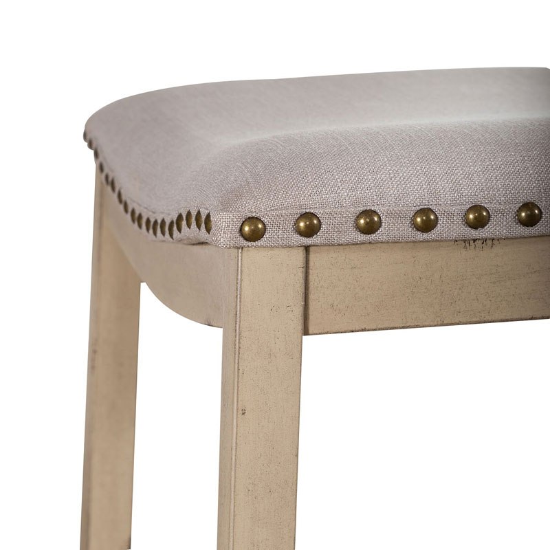 Vintage Upholstered Backless Counter Height Chair (Vintage Cream) (Set ...
