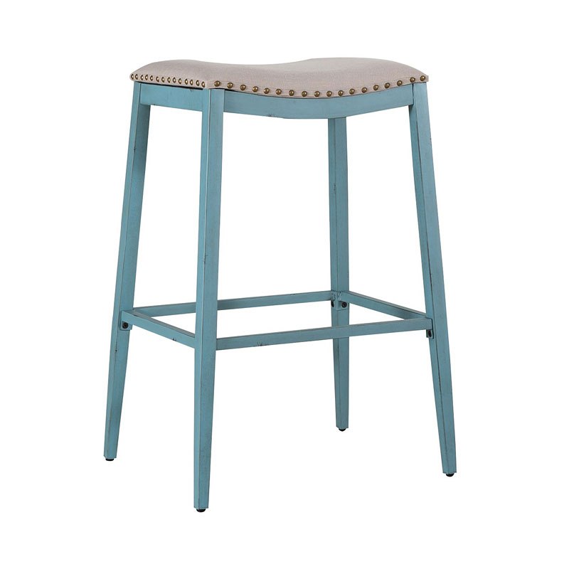 Vintage Upholstered Backless Barstool (Blue) (Set Of 2) Liberty ...