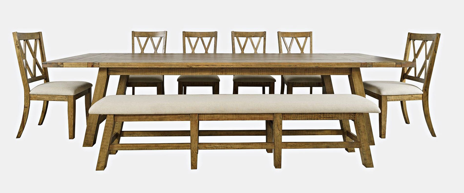 Telluride Trestle Dining Room Set W/ Bench (Gold) Jofran Furniture ...
