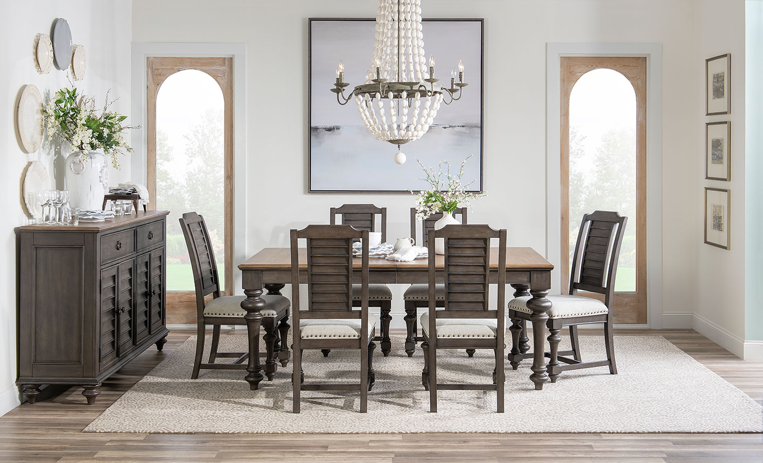 Kingston Dining Room Set W/ Louvered Chairs (Dark Sable) Legacy Classic ...