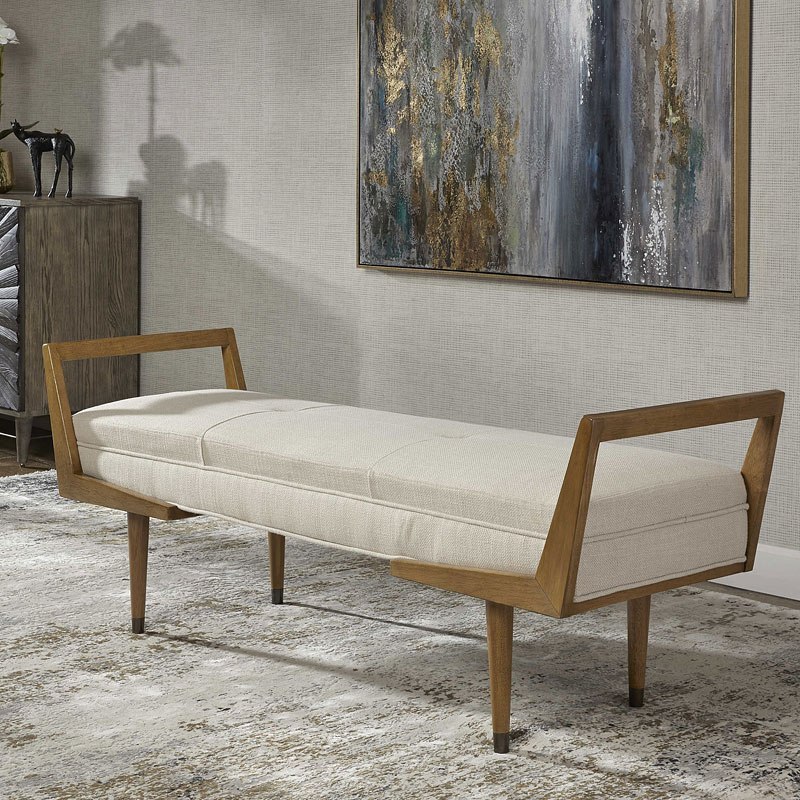 Waylon Modern Ivory Bench Uttermost | Furniture Cart