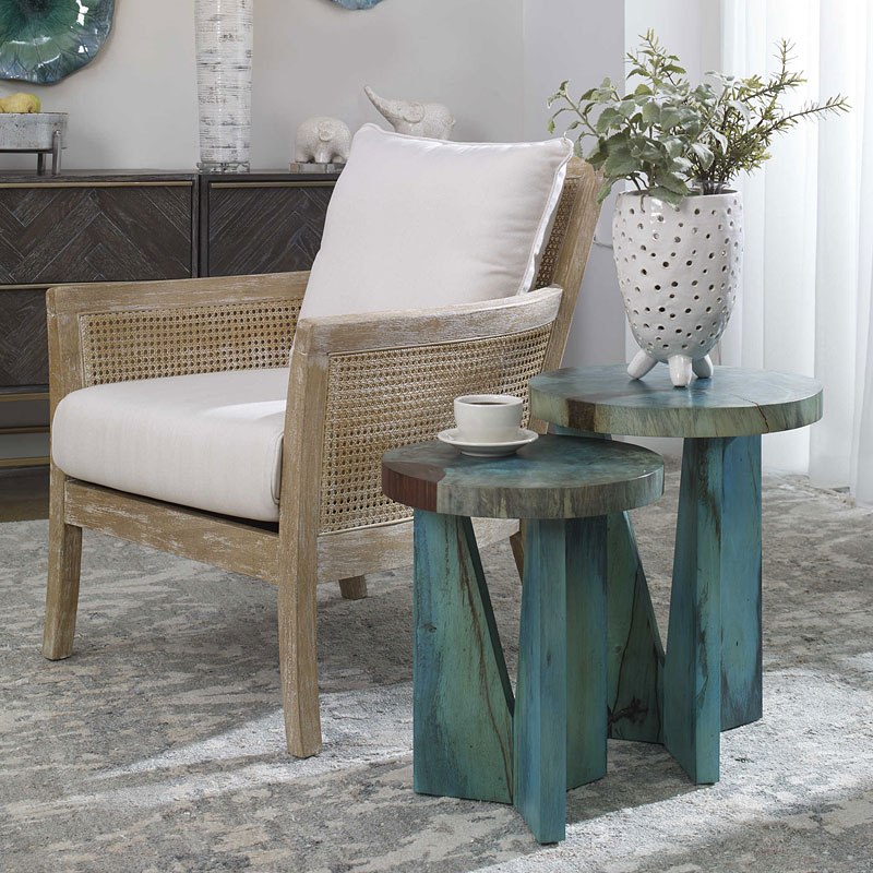 Nadette Blue Nesting Tables (Set Of 2) Uttermost | Furniture Cart