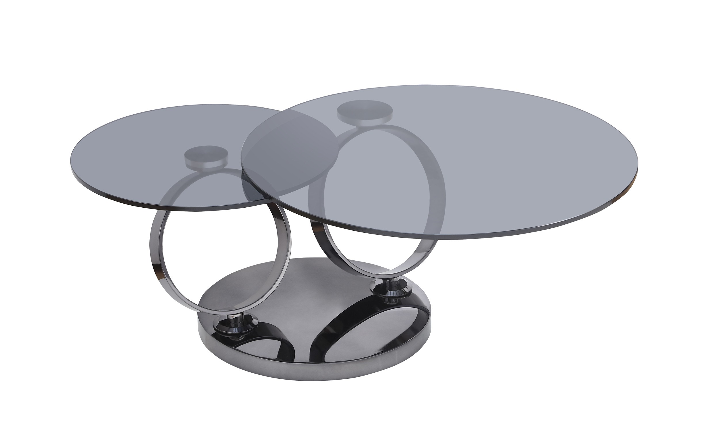 Contemporary Motion Cocktail Table W/ Tinted Glass Top Chintaly Imports ...