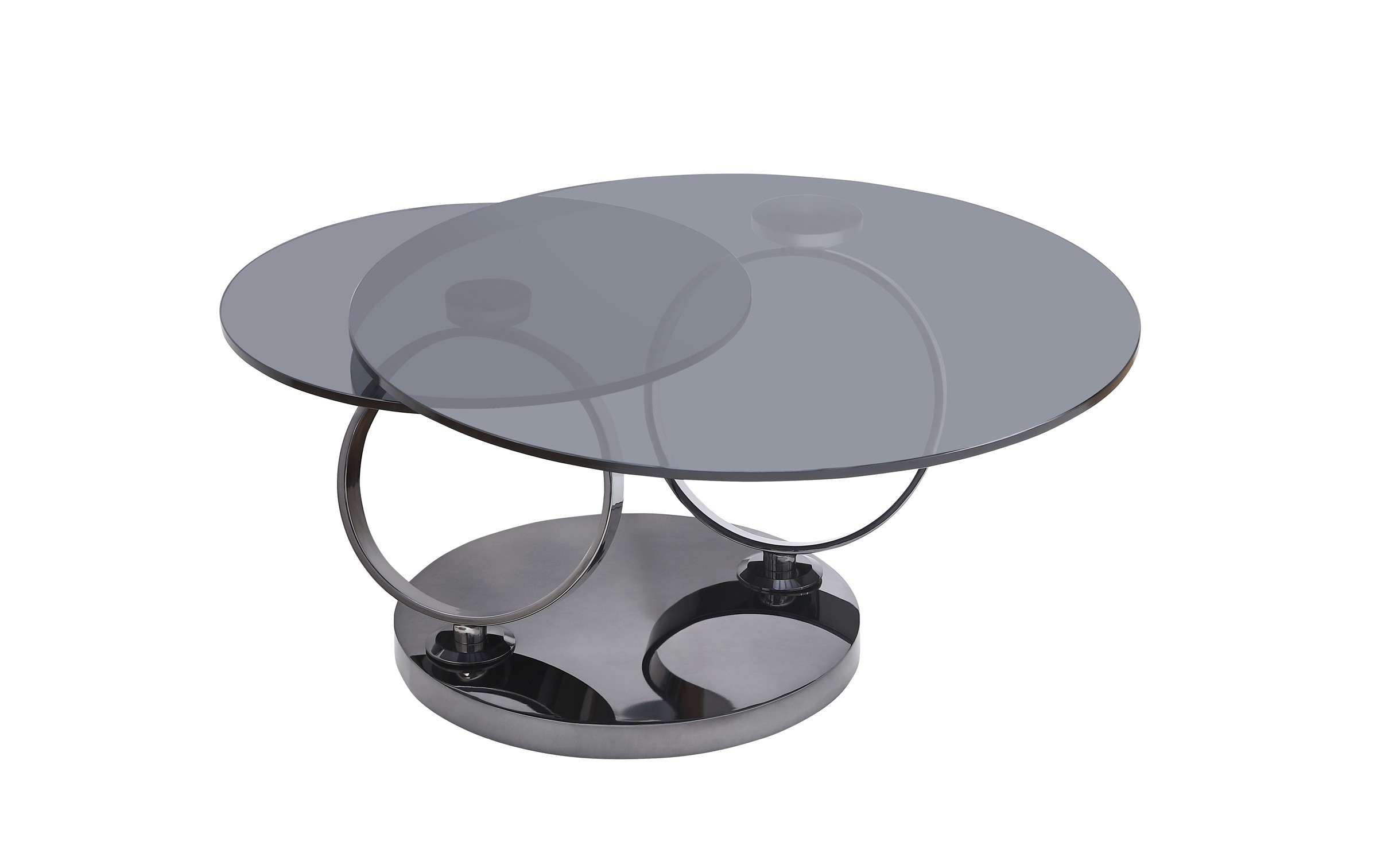 Contemporary Motion Cocktail Table W/ Tinted Glass Top Chintaly Imports ...