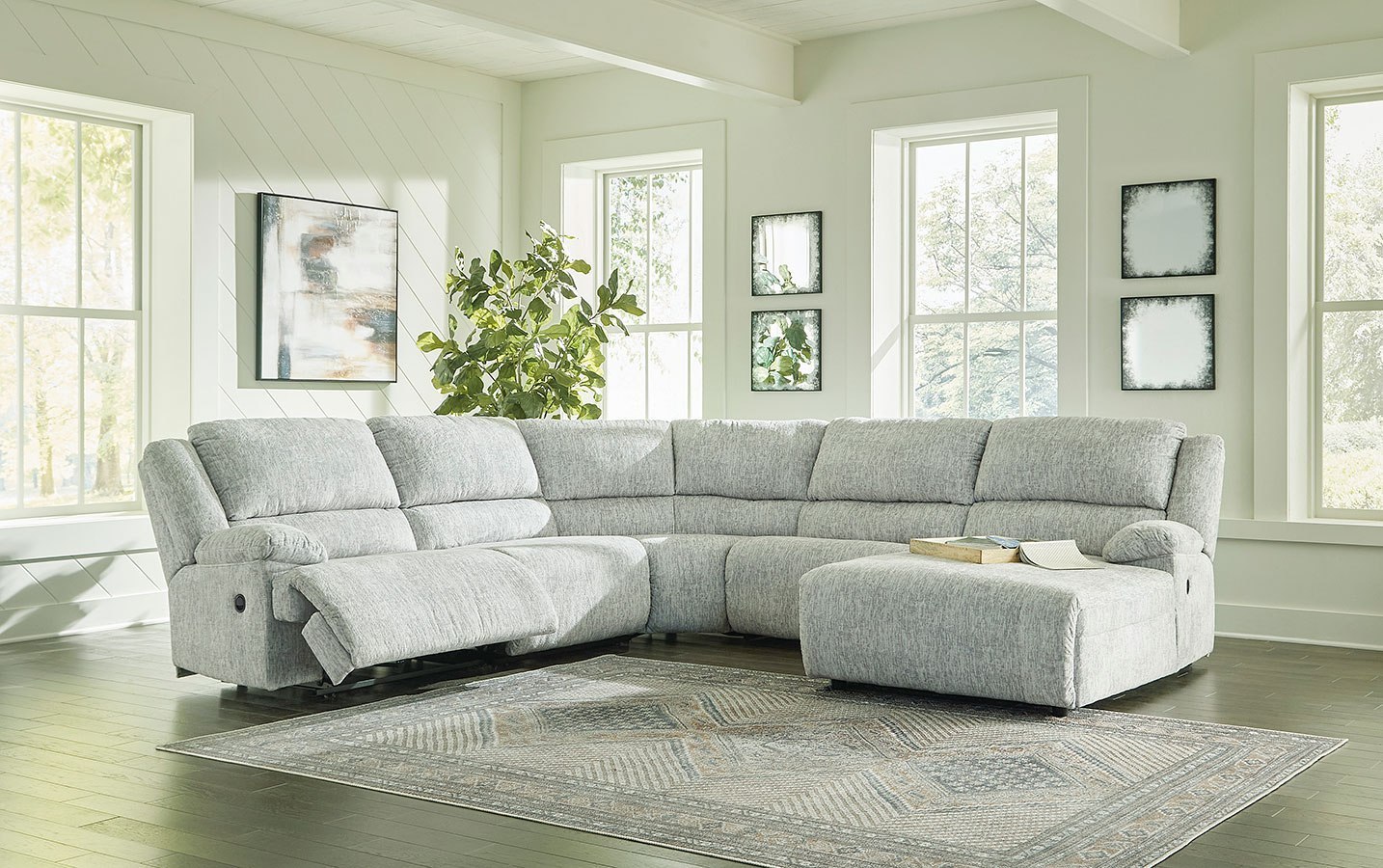 McClelland Gray Modular Reclining Sectional W/ Right Chaise Signature ...