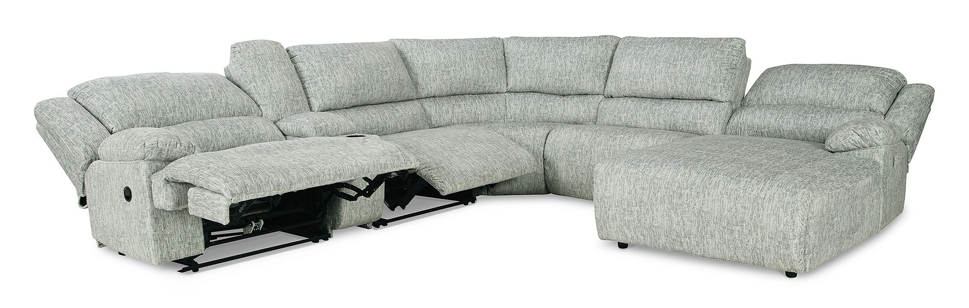 McClelland Gray Modular Reclining Sectional W/ Right Chaise Signature ...