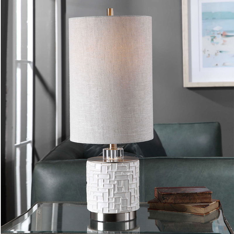 Elyn Glossy White Accent Lamp Uttermost | Furniture Cart