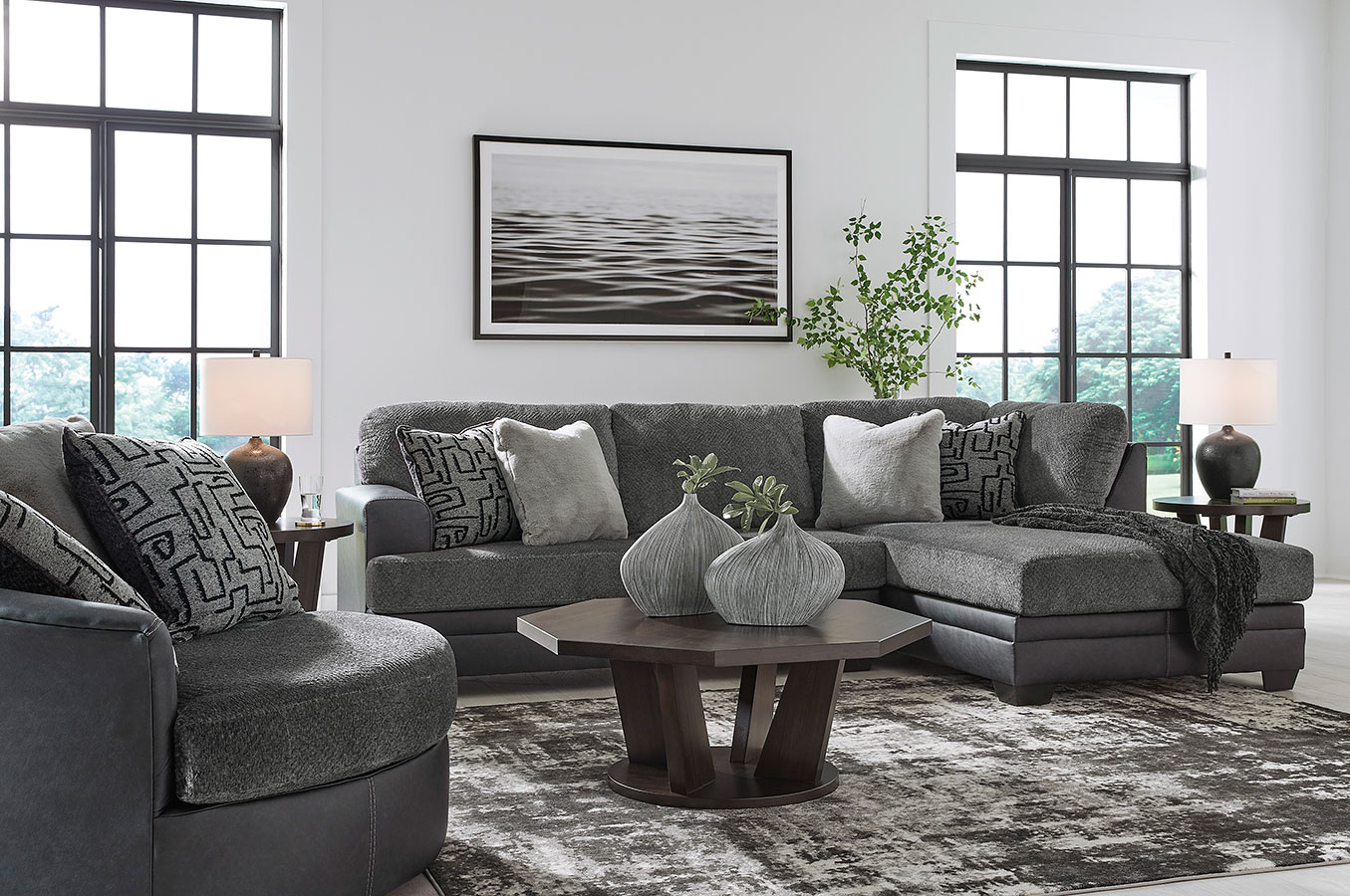 Brixley Pier Graphite Sectional Set BenchCraft | Furniture Cart