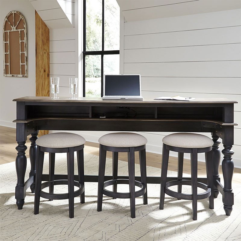 Ocean Isle Console Bar Table Set (Slate) Liberty Furniture | Furniture Cart