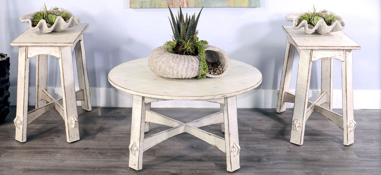Marina Occasional Table Set (White Sand) Sunny Designs | Furniture Cart