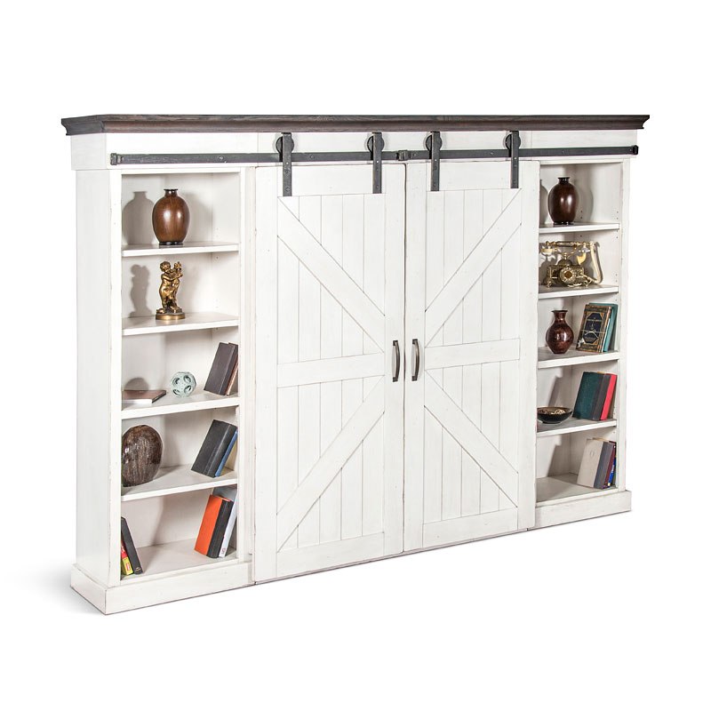 Wall entertainment center with barn doors store
