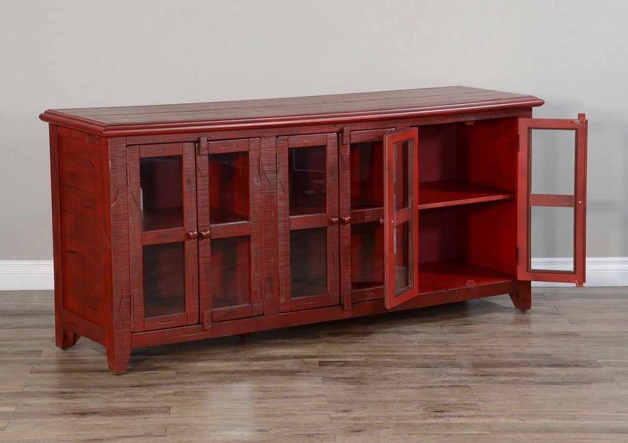 Burnt Red 70 Inch TV Console Sunny Designs | Furniture Cart