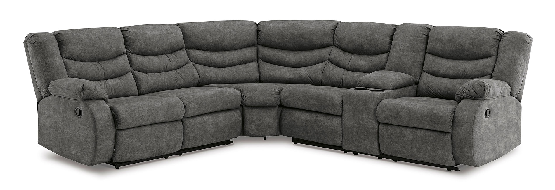 Partymate Slate Reclining Sectional W/ Console Signature Design ...