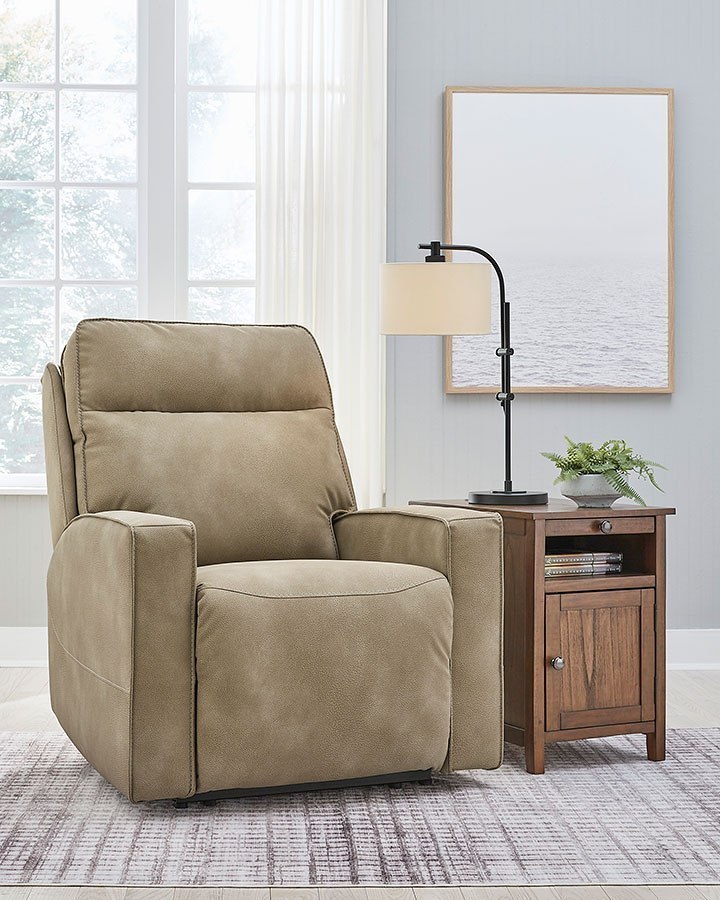 Next-Gen Durapella Sand Power Recliner W/ Adjustable Headrest Signature ...