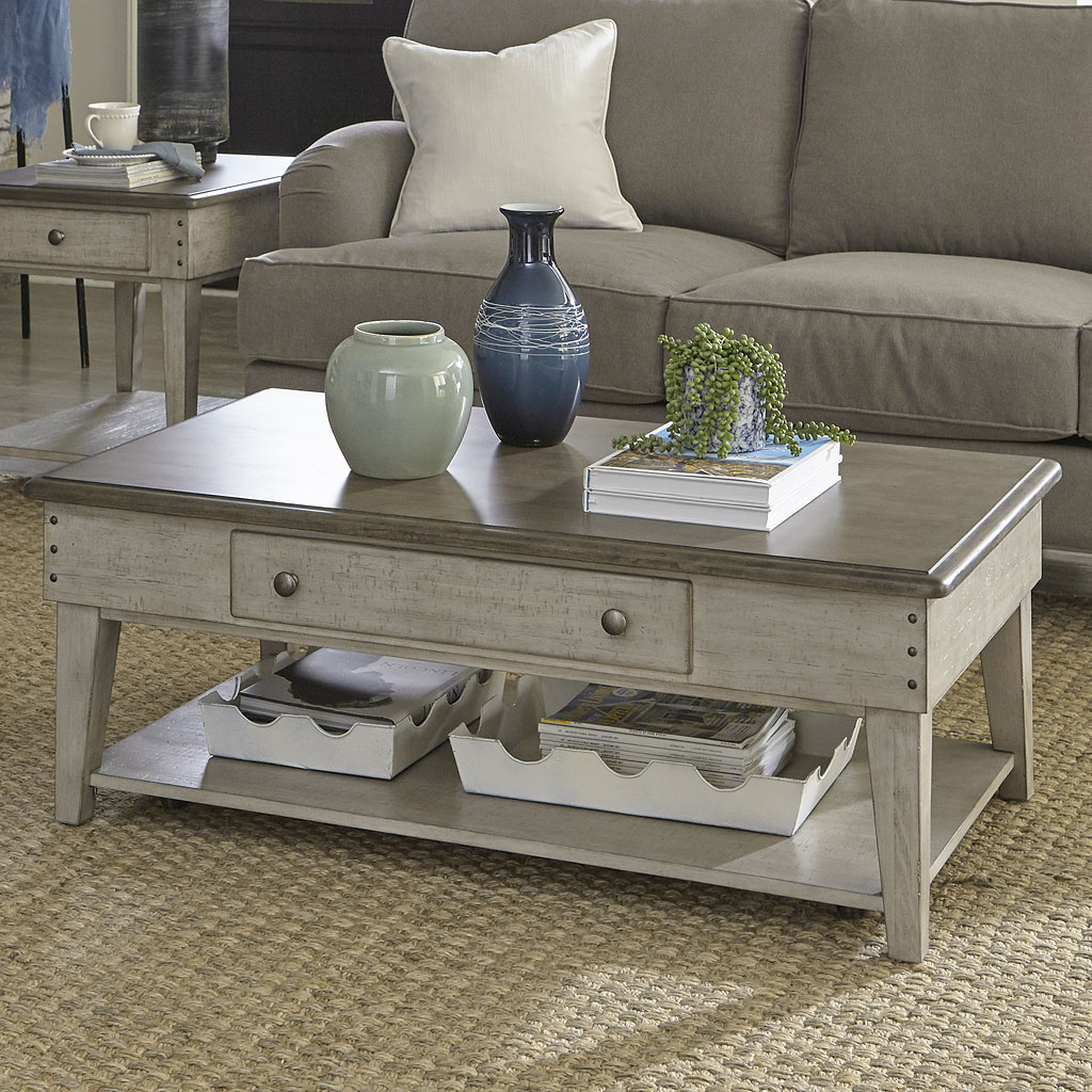 Ivy Hollow Drawer Cocktail Table Liberty Furniture | Furniture Cart
