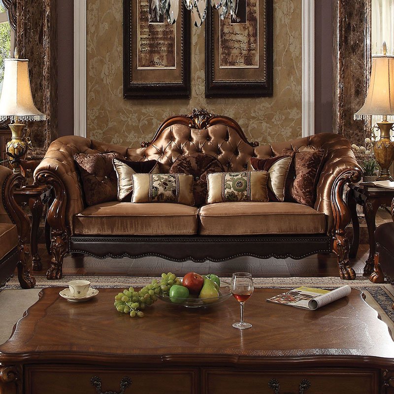 Dresden Sofa Golden Brown Velvet Acme Furniture Furniture Cart