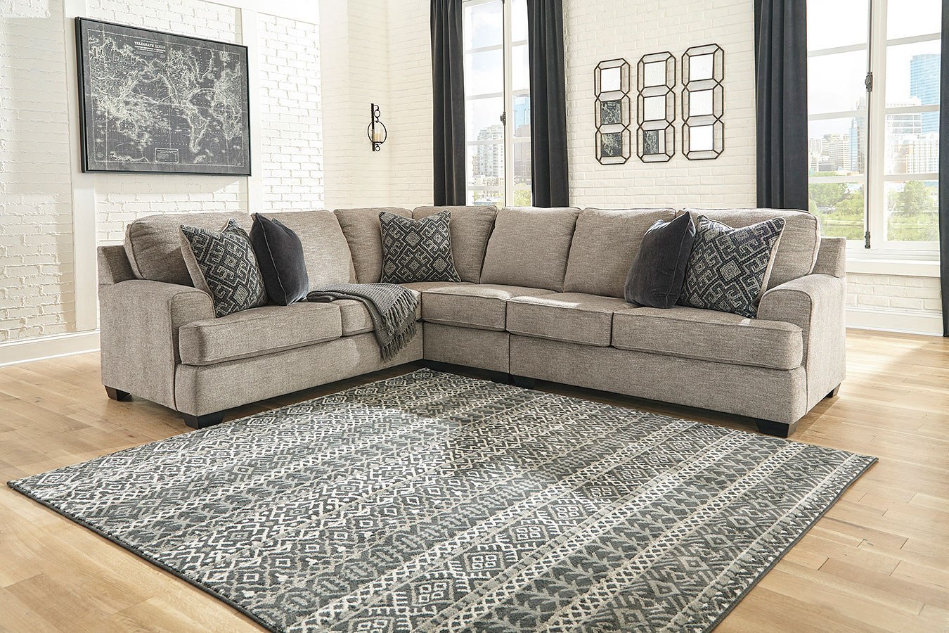 Bovarian Stone Modular Sectional Signature Design | Furniture Cart