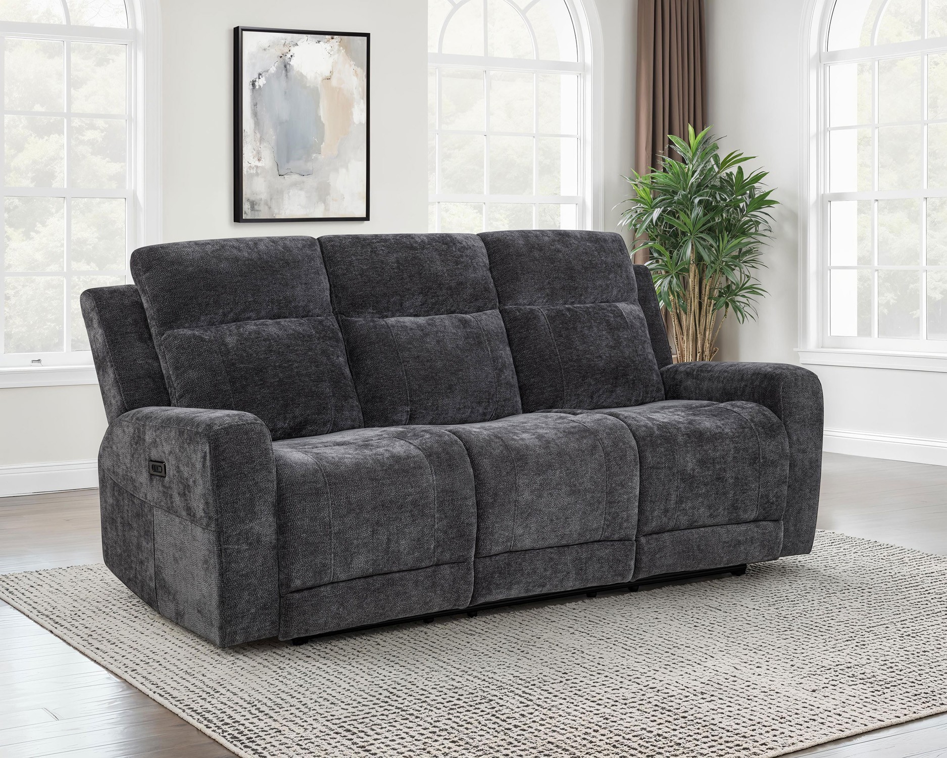 Kennett Dark Grey Power Reclining Sofa Coaster Furniture | Furniture Cart