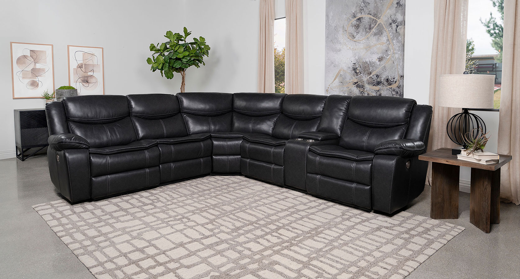 Sycamore Power Reclining Sectional Set (Dark Grey) Coaster Furniture ...