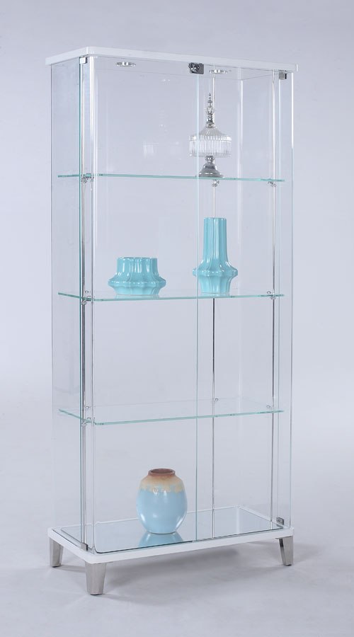 Gloss White Rectangular Glass Curio Chintaly Imports | Furniture Cart