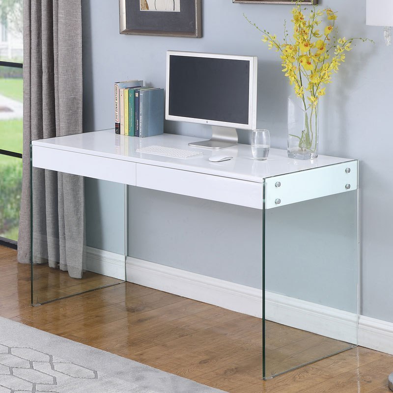 Contemporary Gloss White Home Office Set Chintaly Imports | Furniture Cart