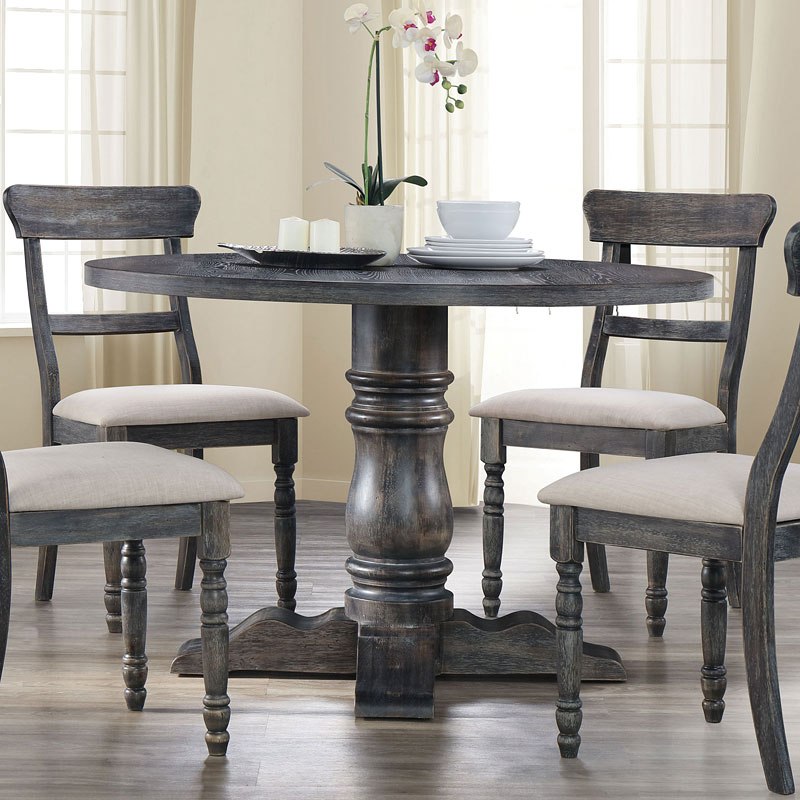 Weathered gray round dining table store