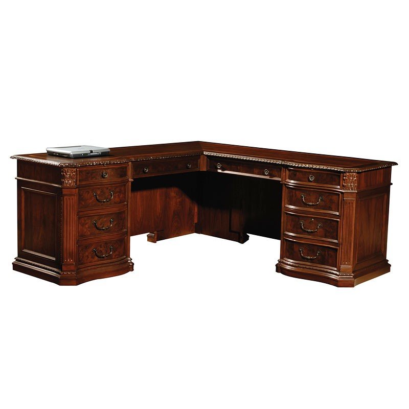 Old World Walnut L Shape Desk