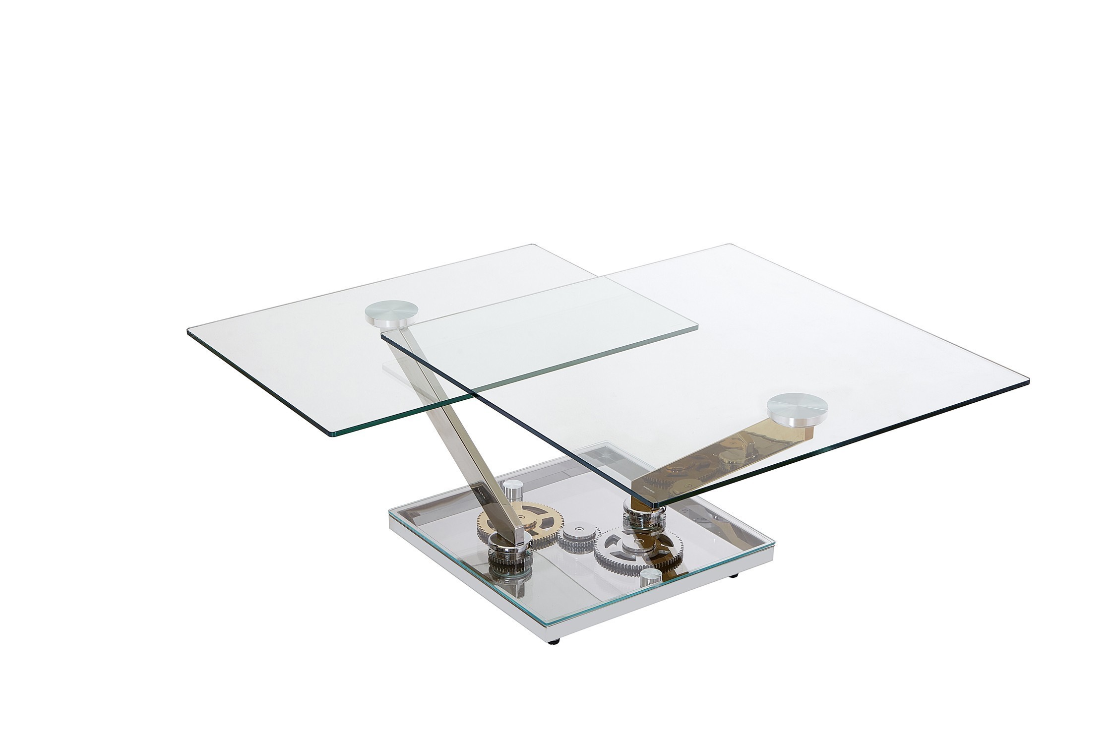 Contemporary Motion-Extendable Glass Top Cocktail Table Chintaly ...
