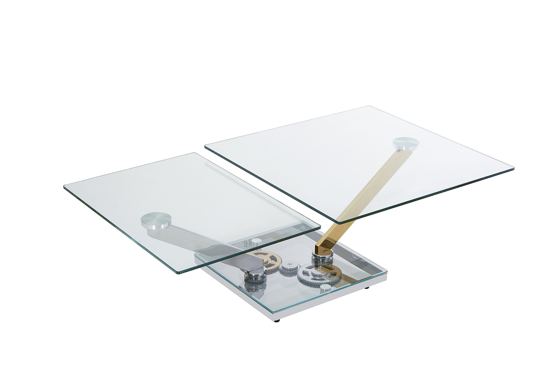 Contemporary Motion-Extendable Glass Top Cocktail Table Chintaly ...