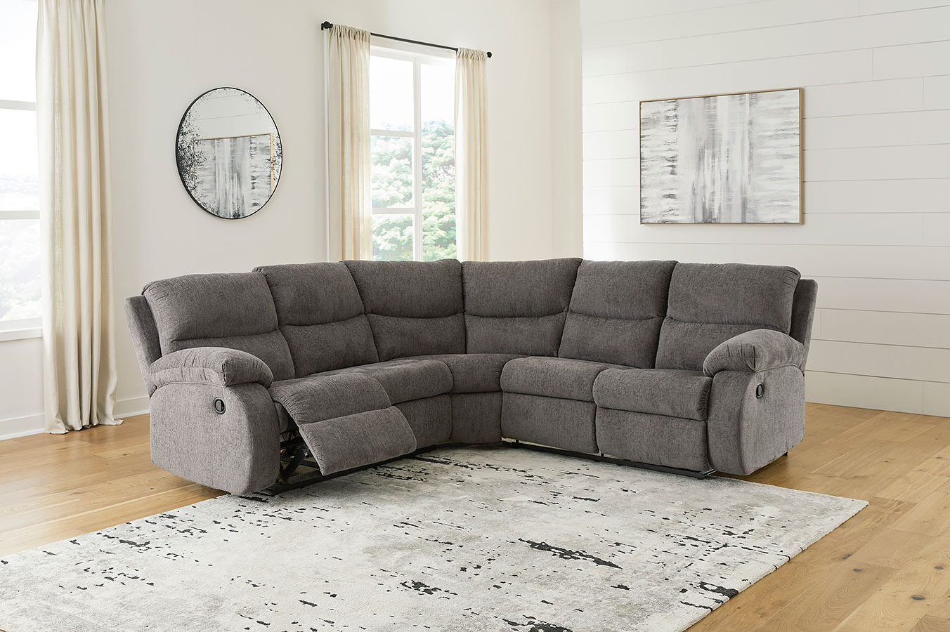 Museum Pewter Reclining Sectional Signature Design | Furniture Cart