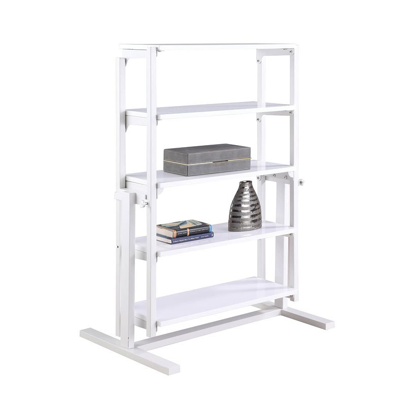 32 Inch Convertible Bookshelf and Dining Table Gloss White