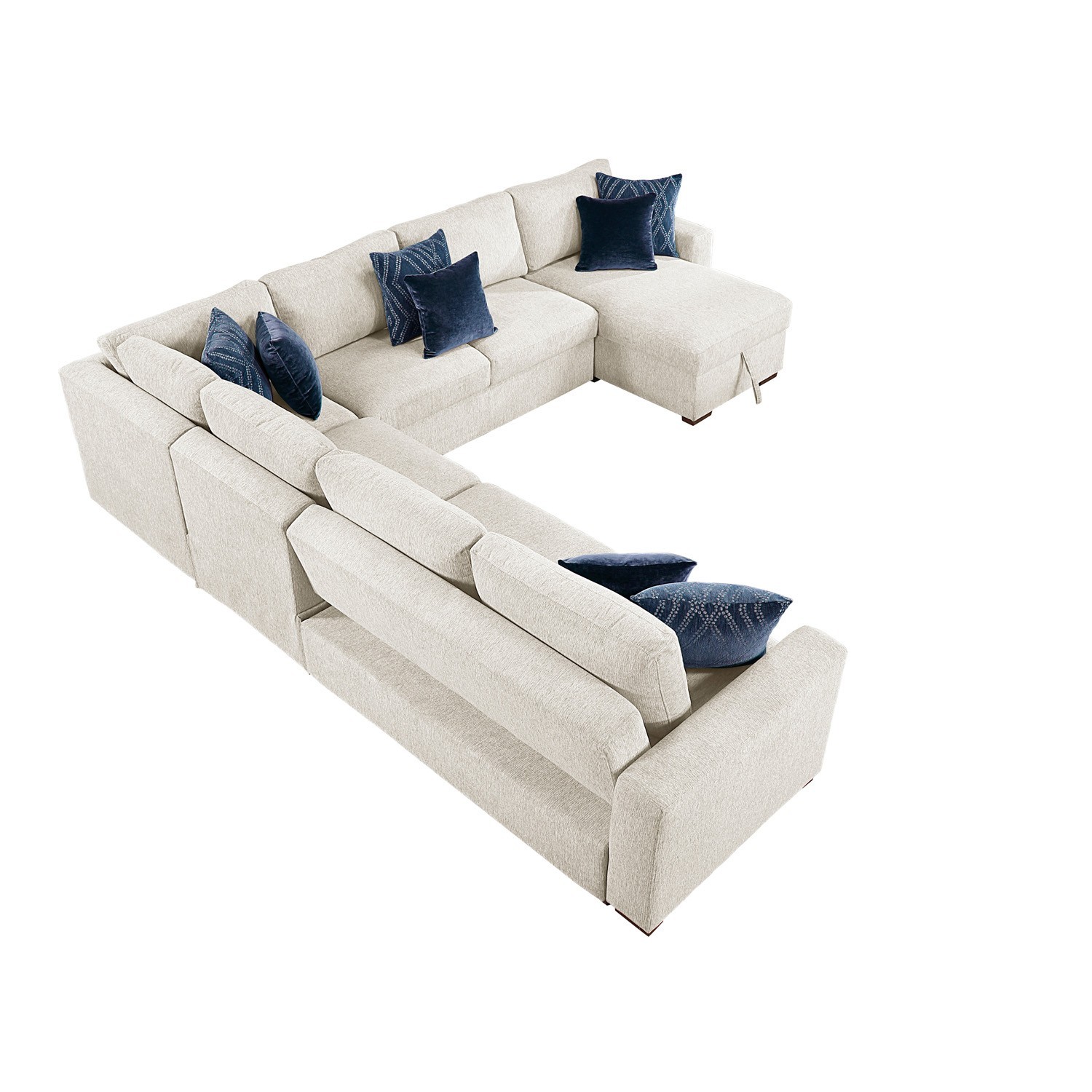 Isla Beige 5-Piece Sectional W/ Reversible Chaise And Pull-Out Bed ...