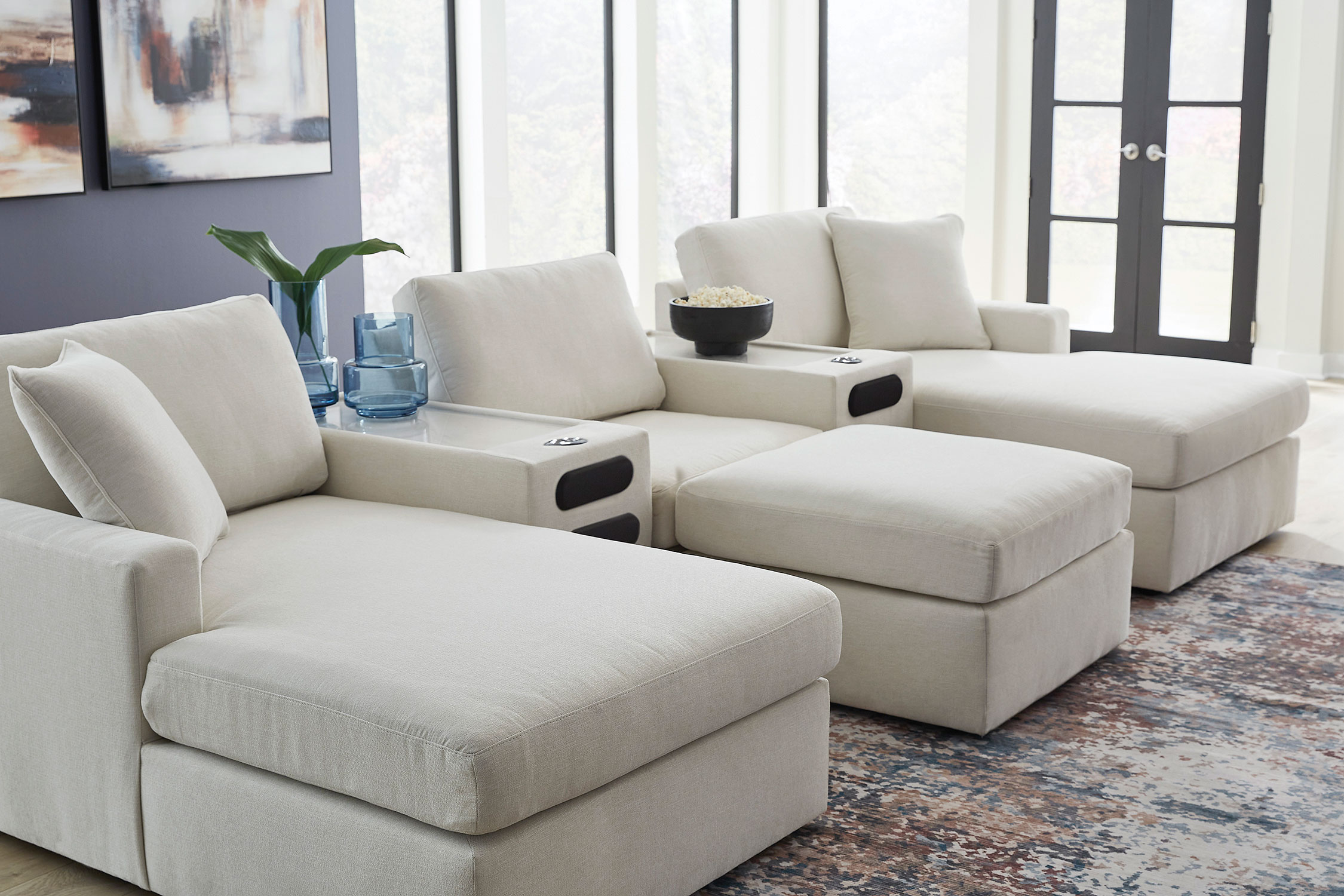Modmax Oyster 5-Piece Chaise Theater Sectional W/ Options Signature ...