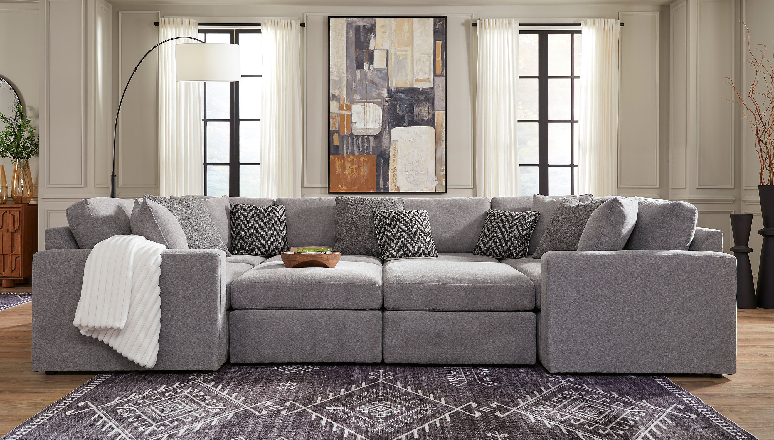 Modmax Granite 6-Piece U-Shaped Sectional Signature Design | Furniture Cart
