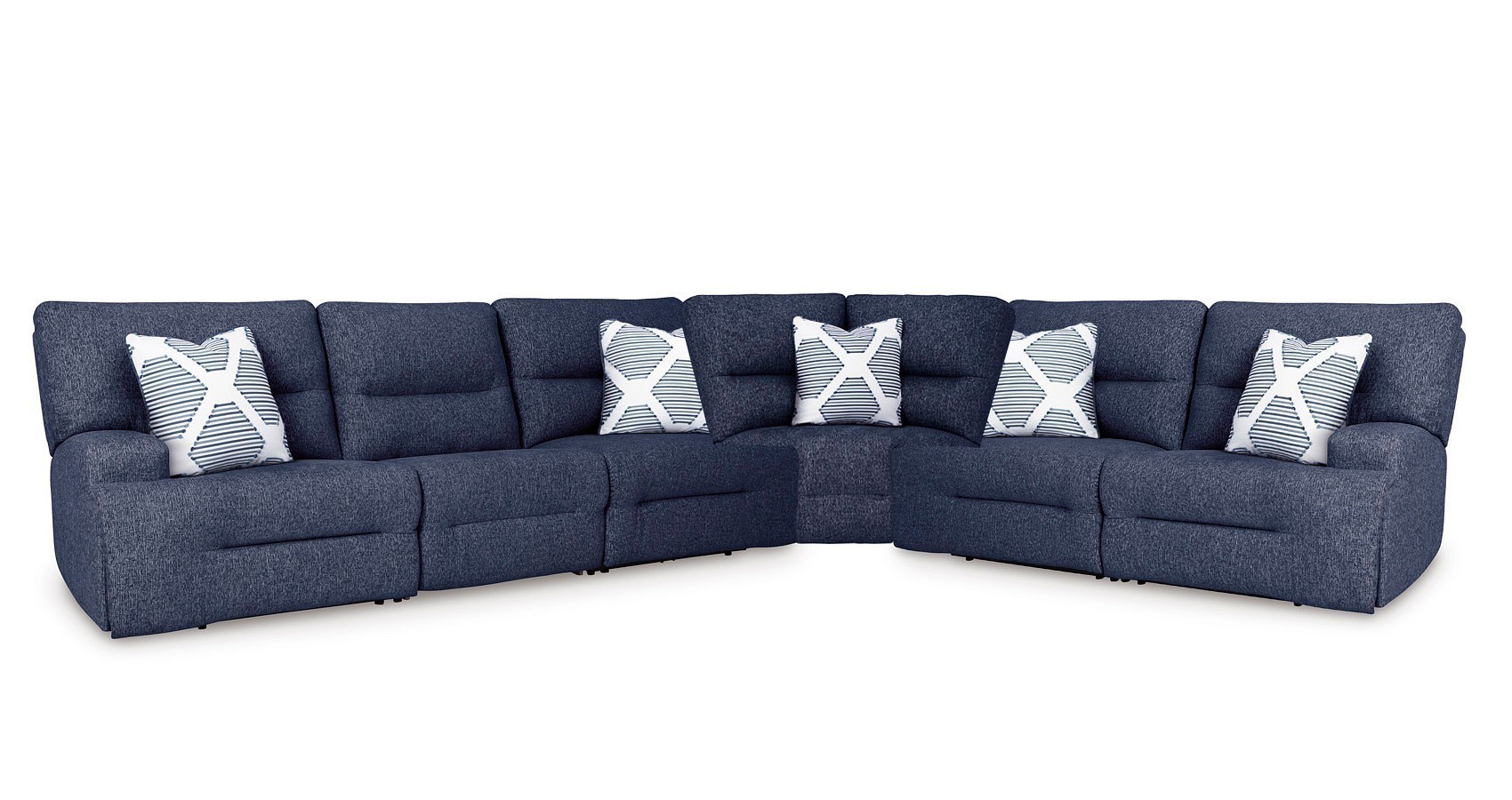 Navy blue sectional with recliner store
