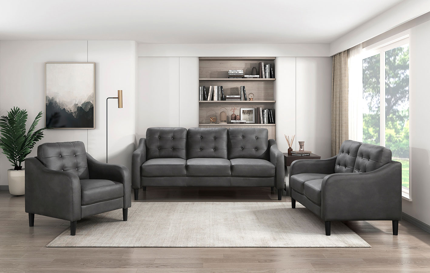 Mallory Living Room Set (Gray) Homelegance | Furniture Cart