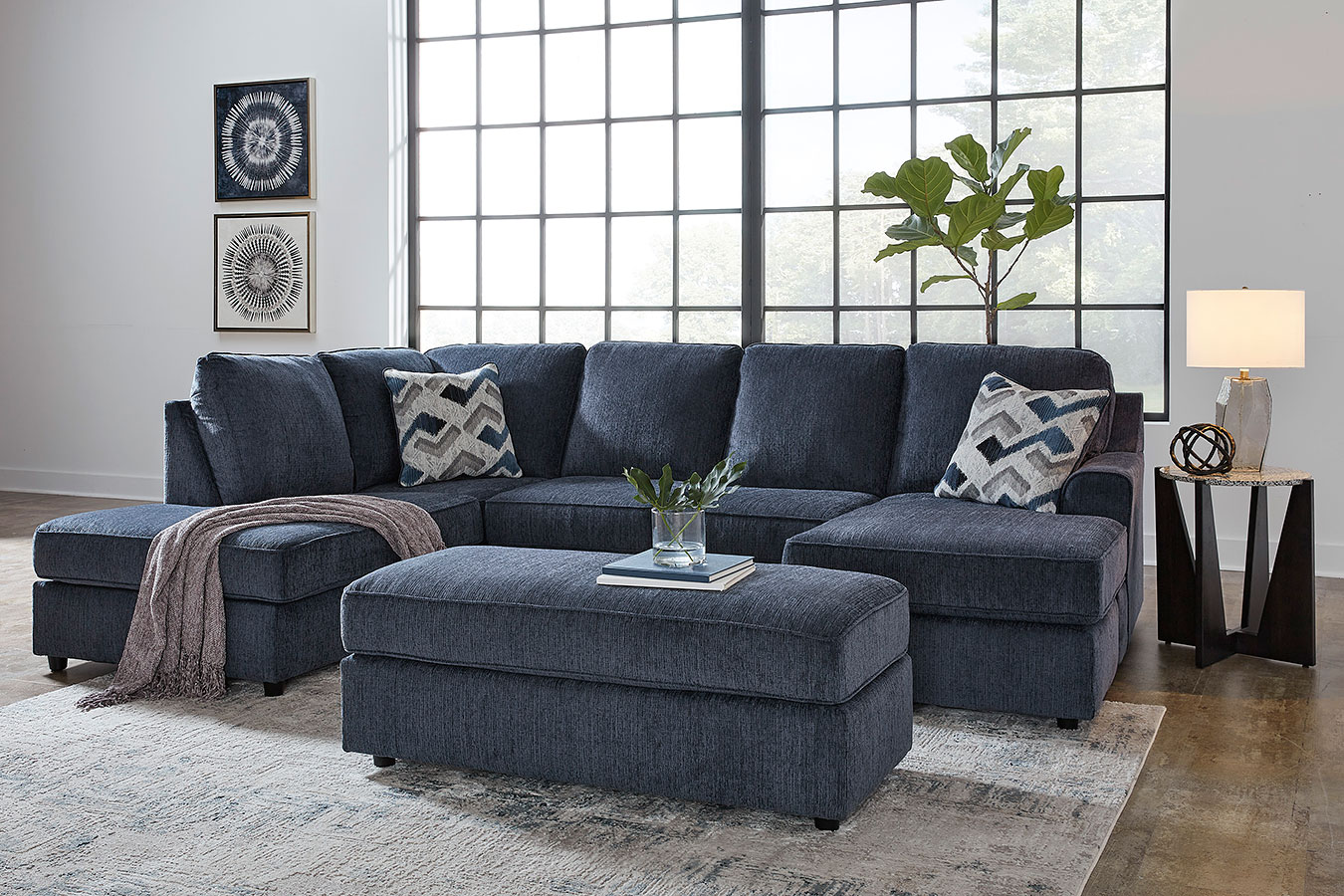 Albar Place Cobalt Sectional Set Signature Design | Furniture Cart
